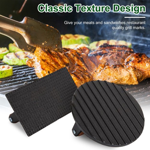 2PCS Cast Iron Steak Press Bacon Weights BBQ Burger Grills Meat Smasher ...