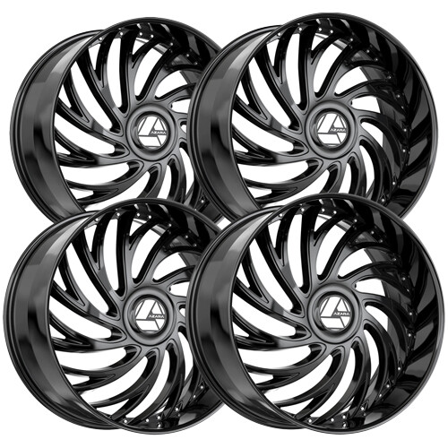 (Set of 4) Azara AZX-101 20x8.5 5x108/5x4.5" +35mm Gloss Black Wheels ...