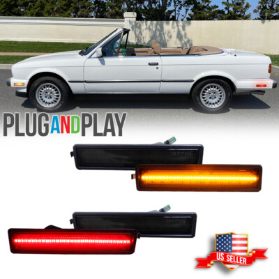 4PCS Smoke LED Front & Rear Bumper Side Marker Lights For BMW E30 3 E34 ...