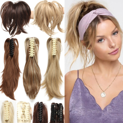 Flexible Claw Clip on Ponytail Real Thick 12" Pony Tail Clip in Hair ...