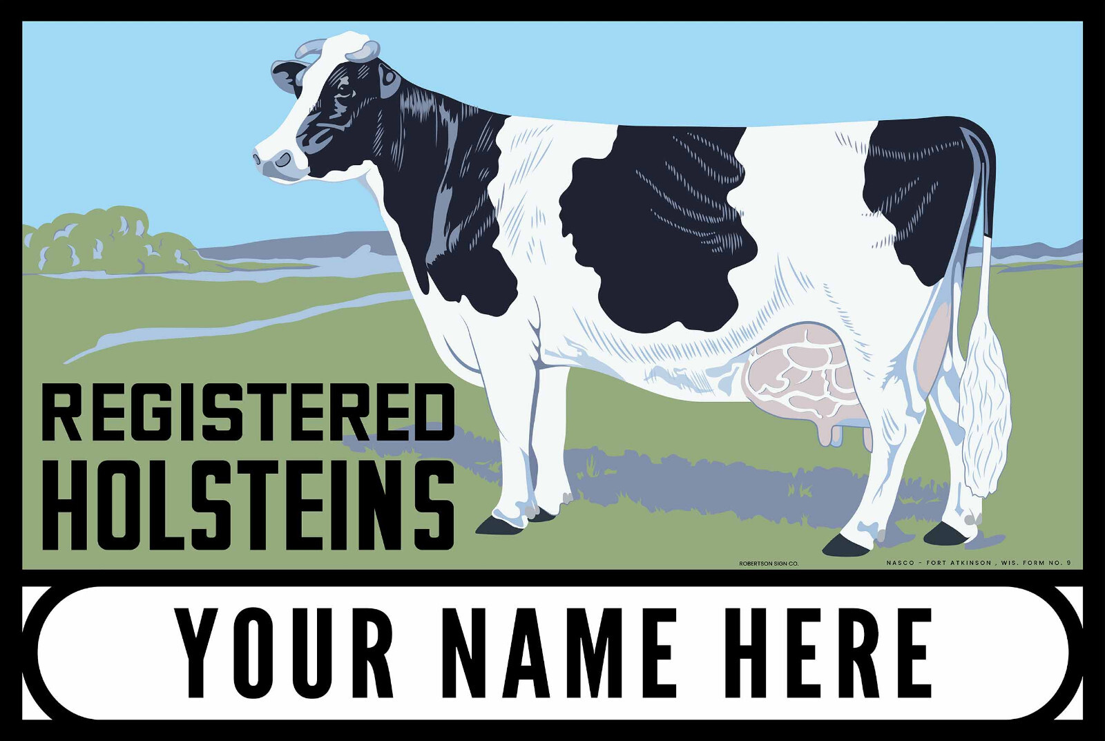 REGISTERED HOLSTEINS 36" HEAVY DUTY USA MADE METAL CLEAN PERSONALIZED ...