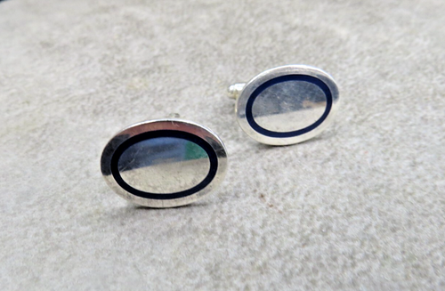 Tiffany Co Sterling Silver Blue Enamel Oval Cuff Links Cufflinks No Pouch | eBay