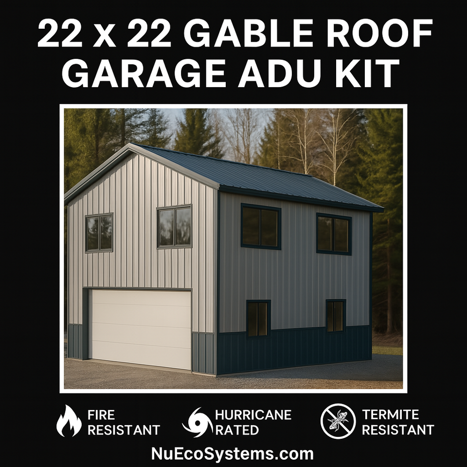 ADU KIT 22' x 24' Tall Lightweight Galvanized Steel Garage and ...