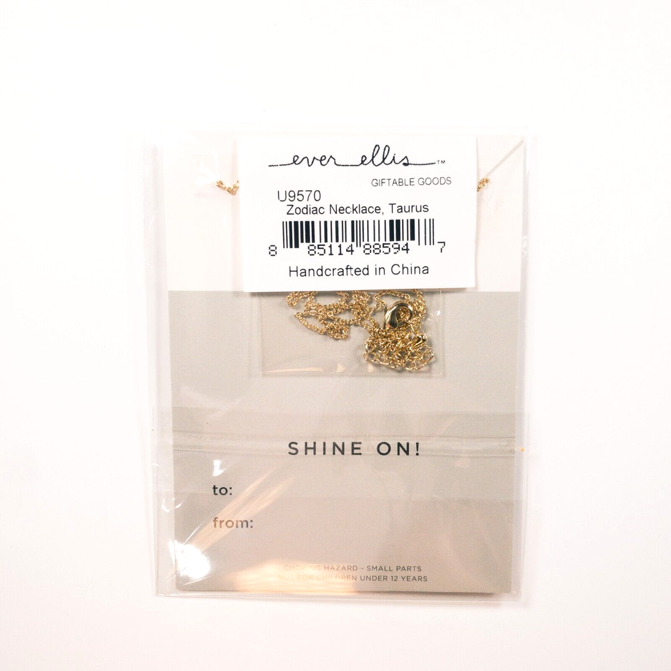 Ever Ellis Zodiac Taurus Bar Necklace 18K Gold Plated 16in April 20 ...