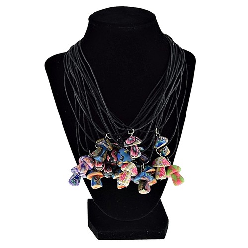 Mushroom Charm Shroom Clay Pendant 18" Choker Random Color Necklace USA ...