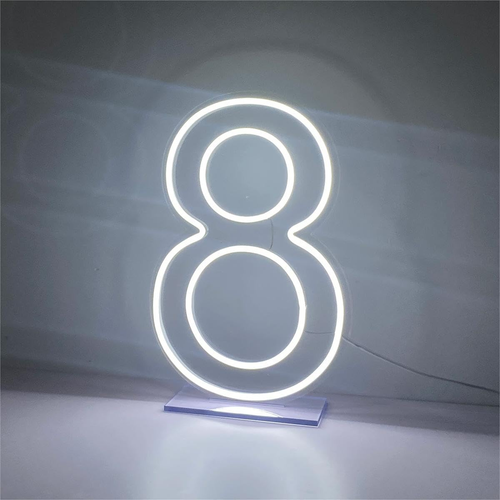 Number 8 Neon Sign for Anniversary, Cool White Light up Numbers for ...