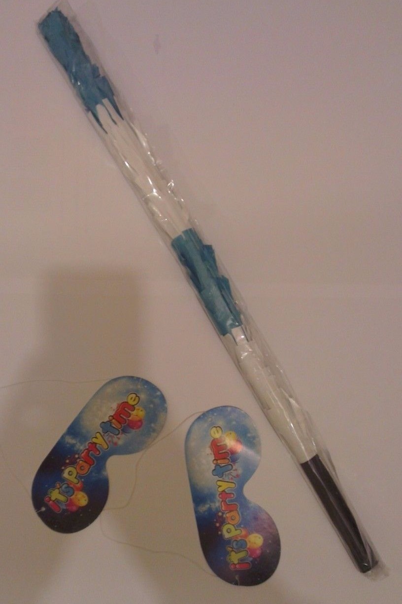 Blue White Pinata Buster Blindfold set Stick bashing Bash Smash ...