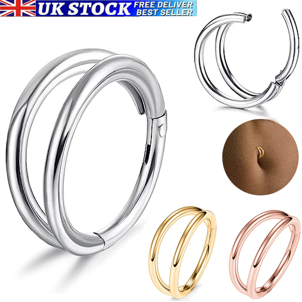 Belly Bar Surgical Steel Clicker Hoop Piercing Navel Button Piercing ...