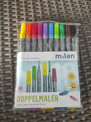 Milan Doppelmaler Fasermaler Filzstifte 10 Stück dick und dünn 341 ...