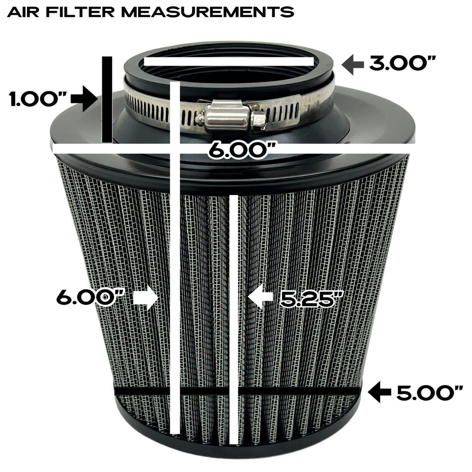 VMS RACING 3 INCH AIR INTAKE HIGH FLOW AIR FILTER FOR CHEVY CAMARO ...