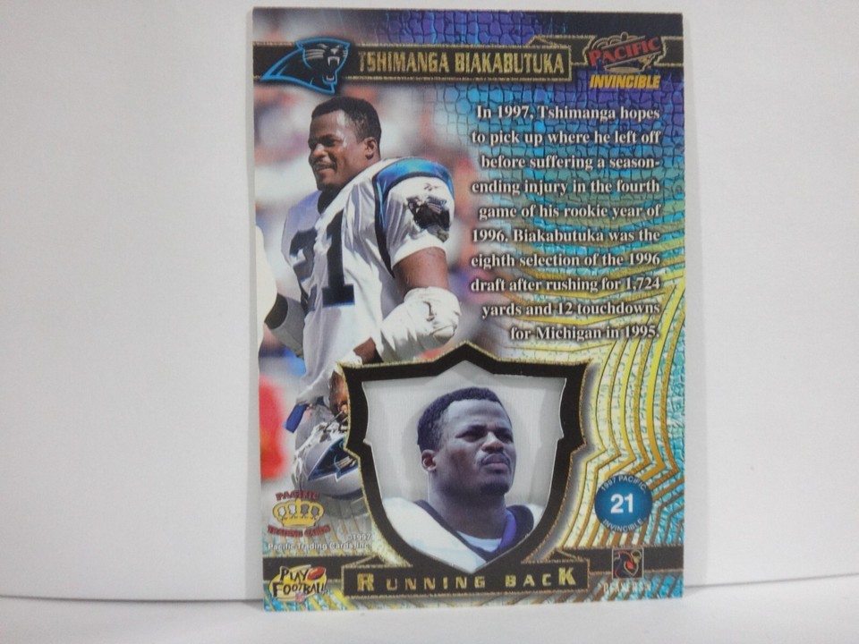 1997 Pacific Invincible Platinum Blue Tim Biakabutuka Tshimanga ...