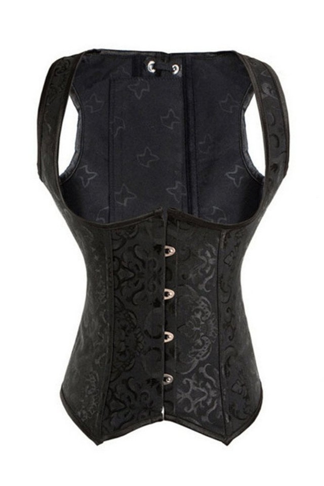 Black Overbust Steampunk Corset Tops Bustier Gothic Lingerie Basque ...
