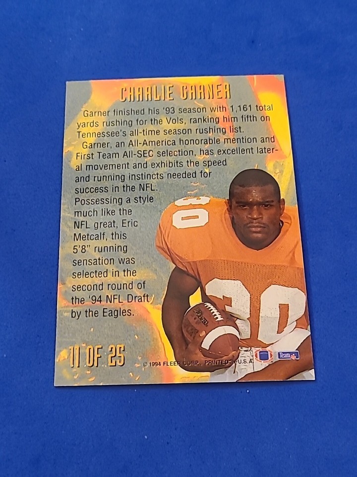 1994 Charlie Garner ROOKIE RC FLEER NFL PROSPECTS PHILADELPHIA EAGLES ...