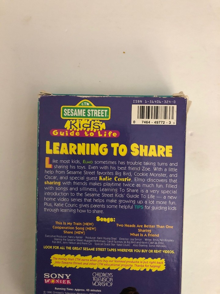 Sesame Street-Kids Guide to Life:Learning to Share(VHS,1996)RARE-SHIPS ...