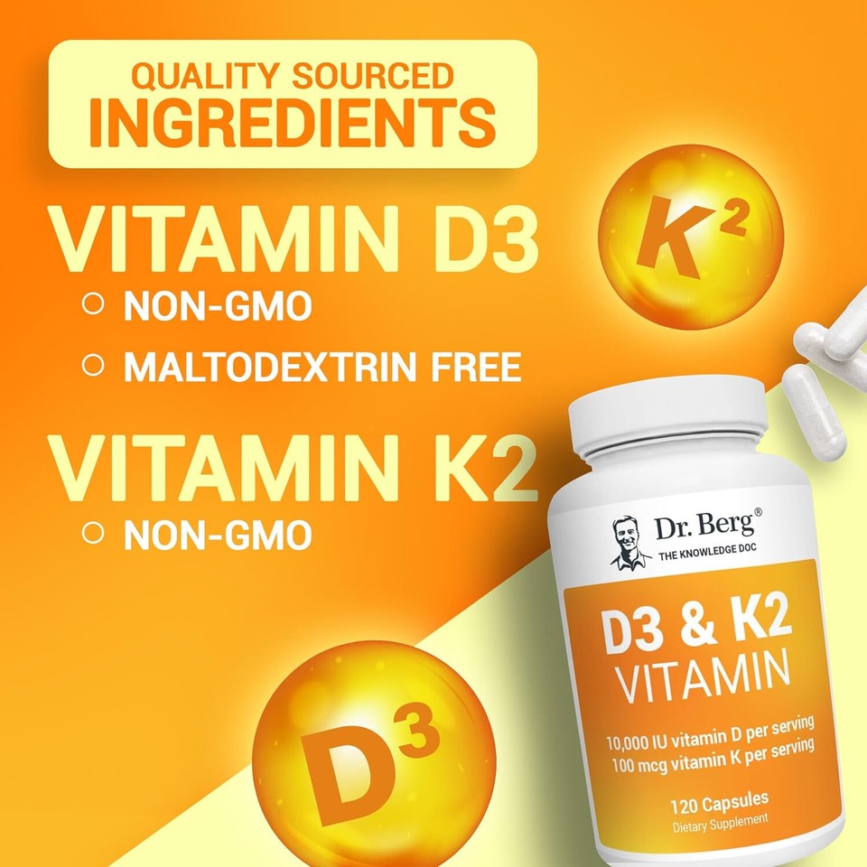 Dr. Berg Vitamin D3 & K2 - Magnesium, Zinc, Strong Bones, Immune ...