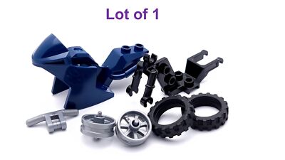 Lego Mini Figure Sport Bike Dark Blue Motorcycle Flat Silver Handlebars ...