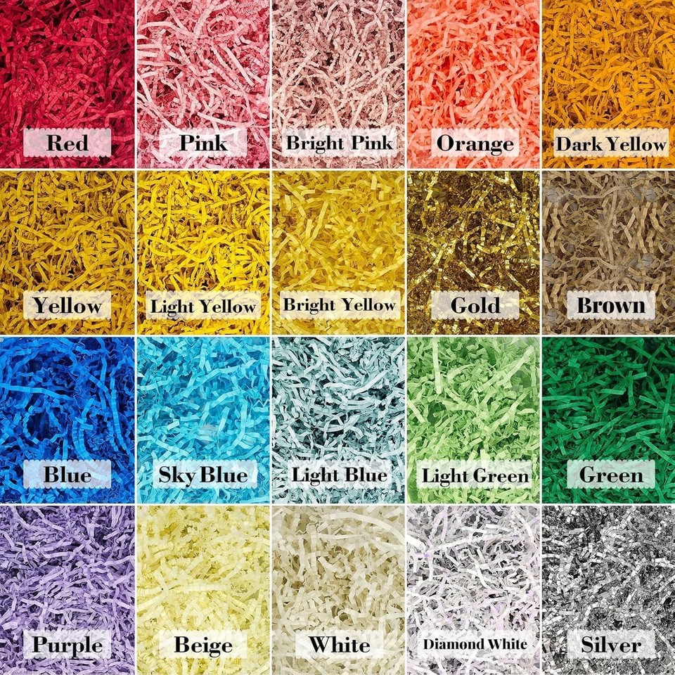 8 OZ Crinkle Cut Paper Shred Red Color Crinkle Paper Gift Basket & Box ...