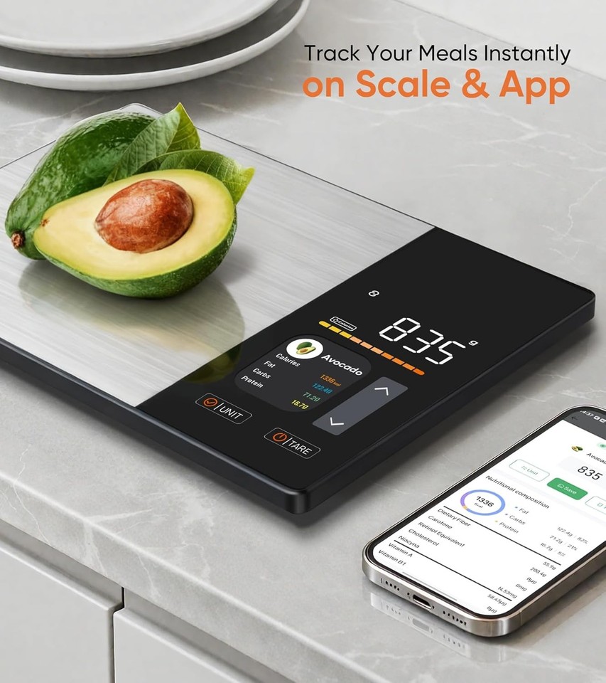 Smart Nutrition Food Scale with TFT Display, Tracks Calories, Fat ...