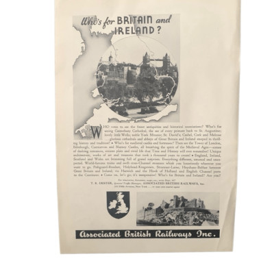 Vintage 1936 Associated British Railways Britain Ireland Ad ...