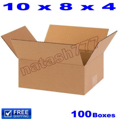 100 - 10x8x4 Cardboard Boxes 32-ECT Mailing Packing Shipping Corrugated ...