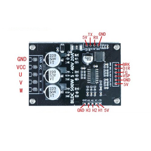 500W 5-40V 20A Brushless Motor Control Board PWM Three-phase Motor High ...
