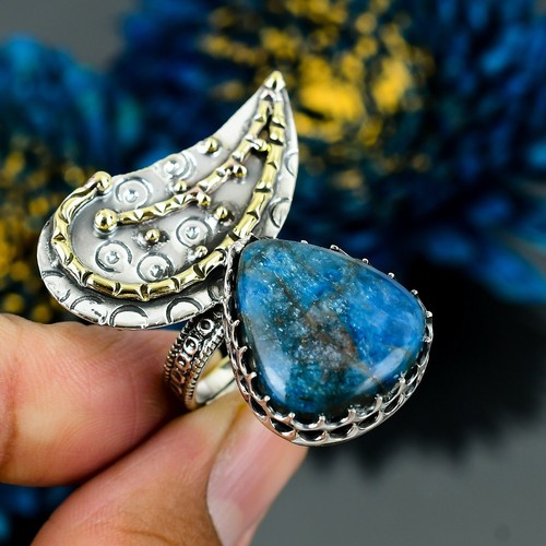 Natural Neon Apatite Gemstone Multi Stone Adjustable Ring 925 Sterling Silver | eBay