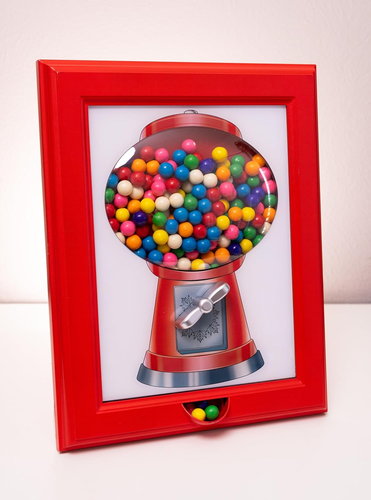 Candy Dispenser, Gumball Machine in a Frame, Dispenses Candies, Nuts ...