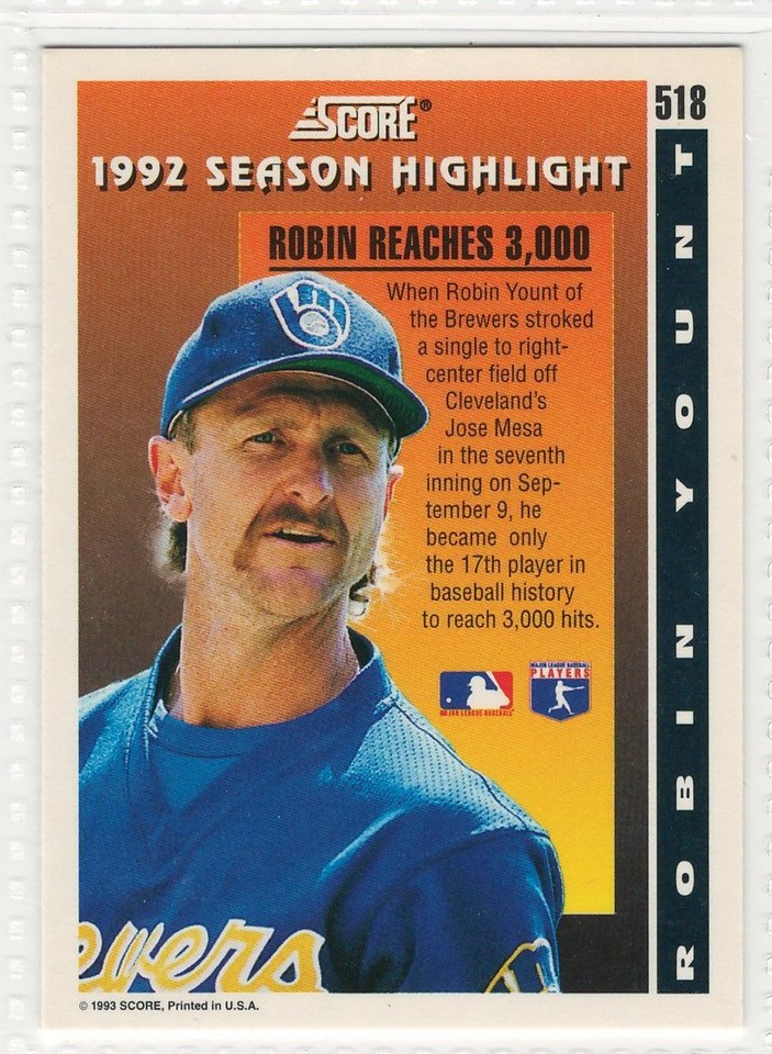 Robin Yount 1993 Score Baseball #518 Season Highlight Brewers | eBay