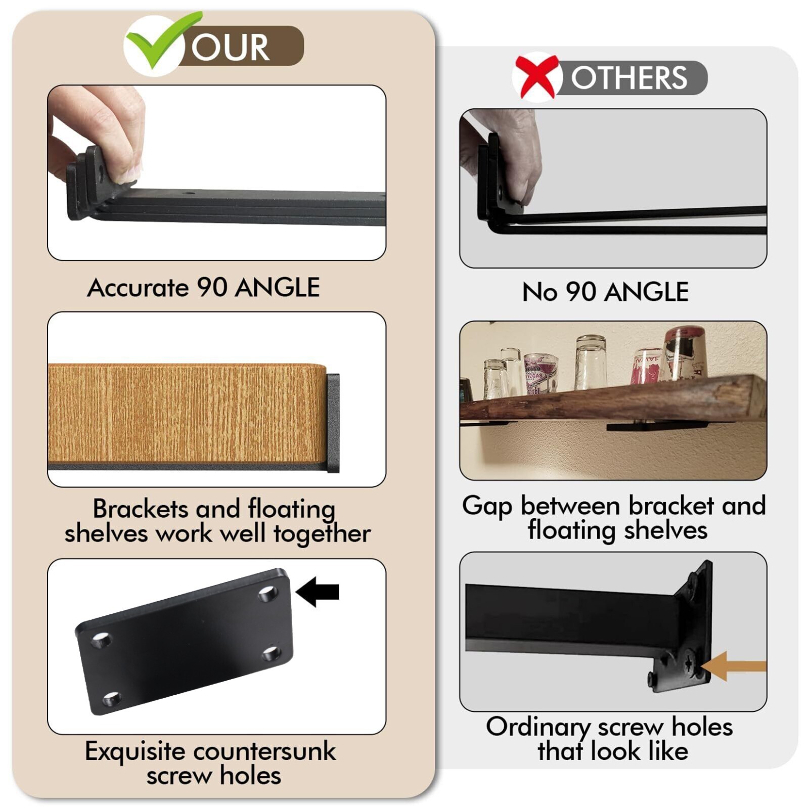 6X Heavy Duty Cast Iron Wall Mounted L Shaped Angle Shelf metal Bracket ...