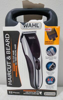 Wahl Haircut & Beard Cord+Cordless Hair Clipper 22 PC Haircut Kit | eBay