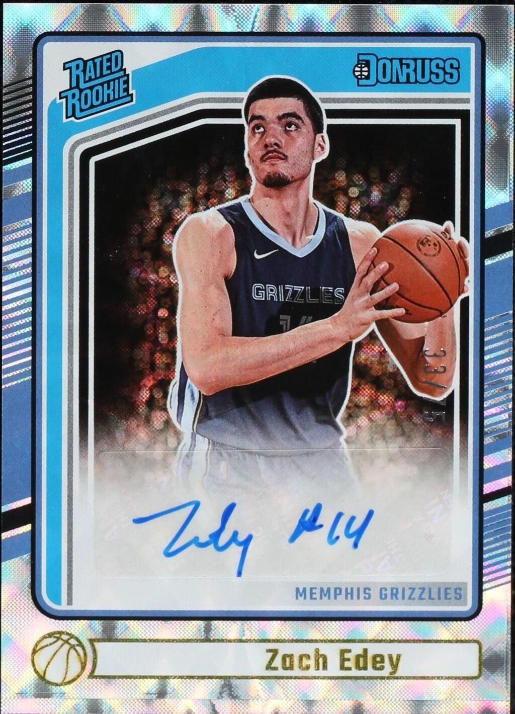 2024-25 Panini Donruss - Rated Rookie Signatures Zach Edey #254 Holo ...
