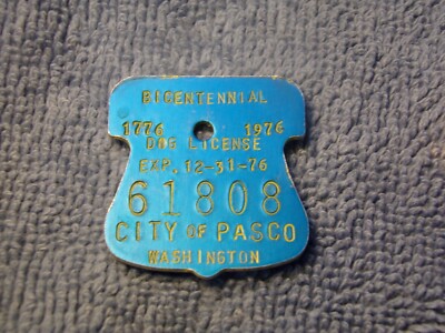 Vintage 1976 City Of Pasco, Washington Aluminum Dog Tag Tax License ...