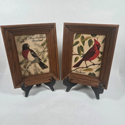 Kay Dee Vintage Hand Prints 100% Pure Linen Framed Bird Prints Set ...