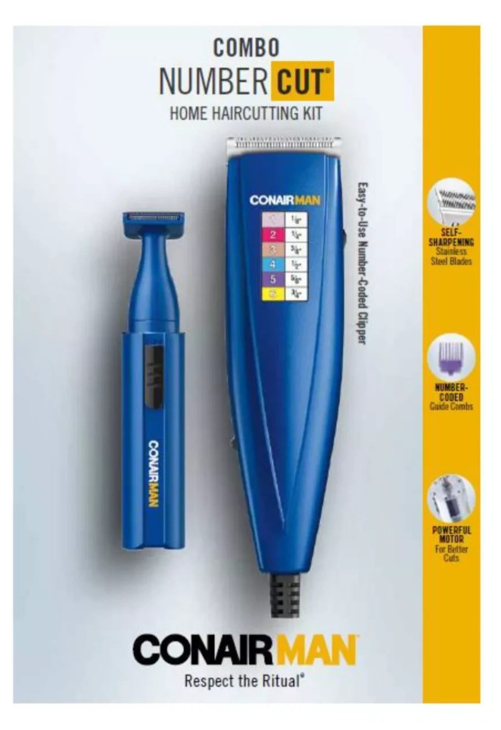 Conair Men Guided Haircut Kit NUMBER CUT 20 pc Color Coded Comb | eBay
