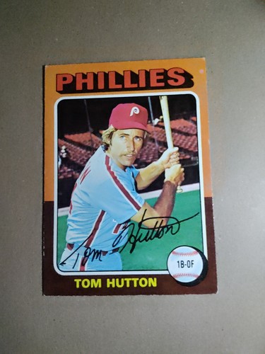 1975 TOPPS BASEBALL SET 477 TOM HUTTON PHILADELPHIA PHILLIES ex- free ...