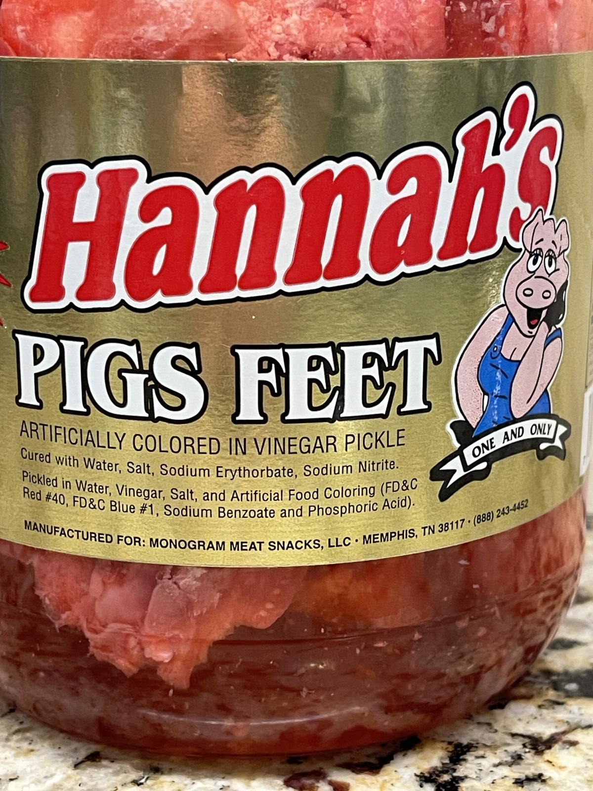 1/2 Gallon Jar Hannah's Pickled Pig's Feet Pork Sausage Wieners Red Hot ...
