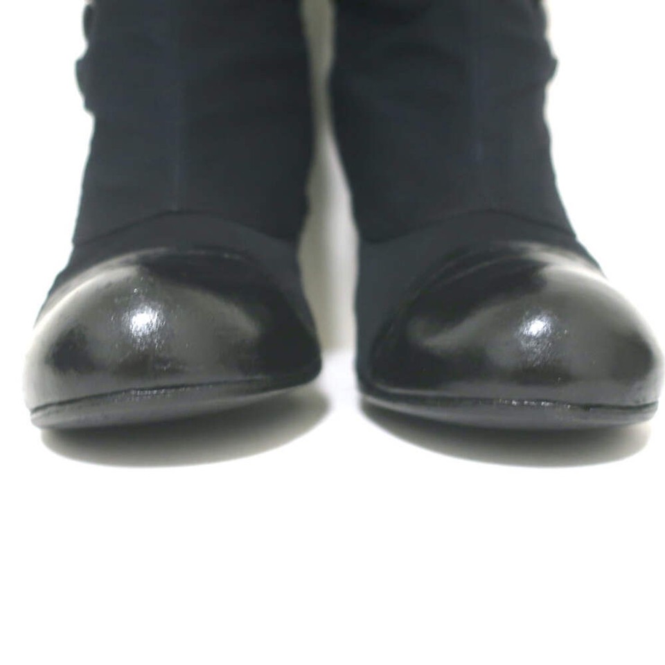 Lanvin Cap Toe Buttoned Knee High Boots Black Corduroy & Leather Size ...
