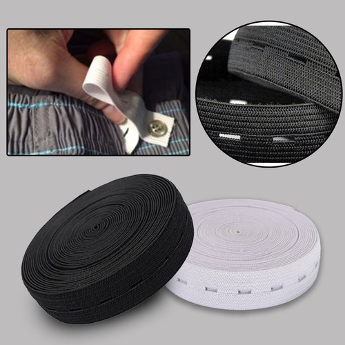Buttonhole Elastic Stretchable Flat Elastic Button Hole Woven - 15mm ...