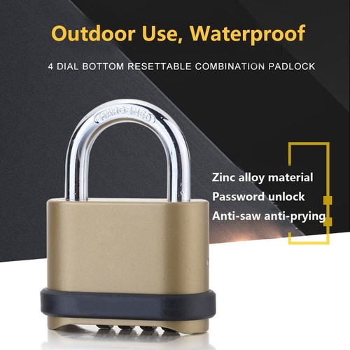 Code Lock 4-digit Number Password Lock Combination Padlock Zinc Alloy ...