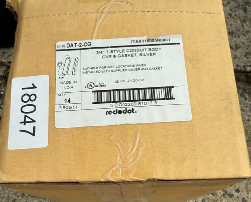 Red Dot DAT-2-CG 3/4" T Style Conduit Body Cover Gasket Aluminum ...