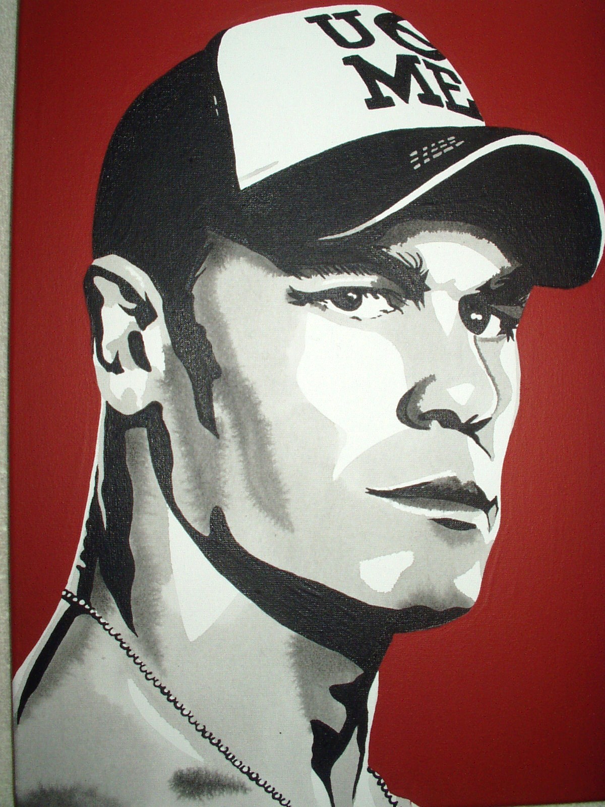 Canvas Painting Wrestler John Cena Portrait Red B&W Art 16x12 inch ...