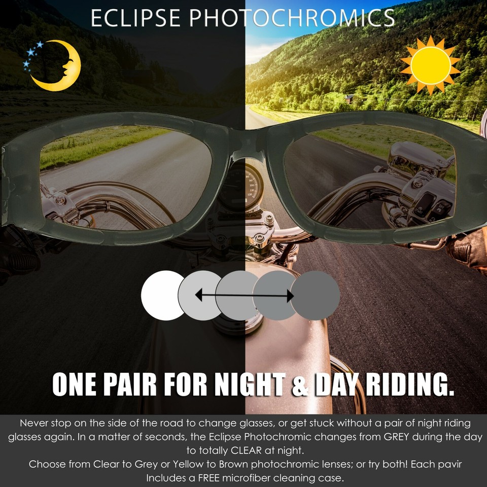 Womens Transitional Motorcycle Riding Sunglasses Photochromic Day Night ...