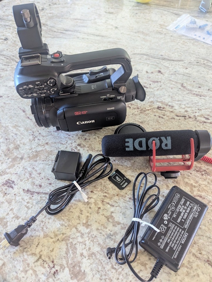 Canon XA40 Professional UHD 4K Camcorder 20X Optimal Zoom W/SD Battery ...