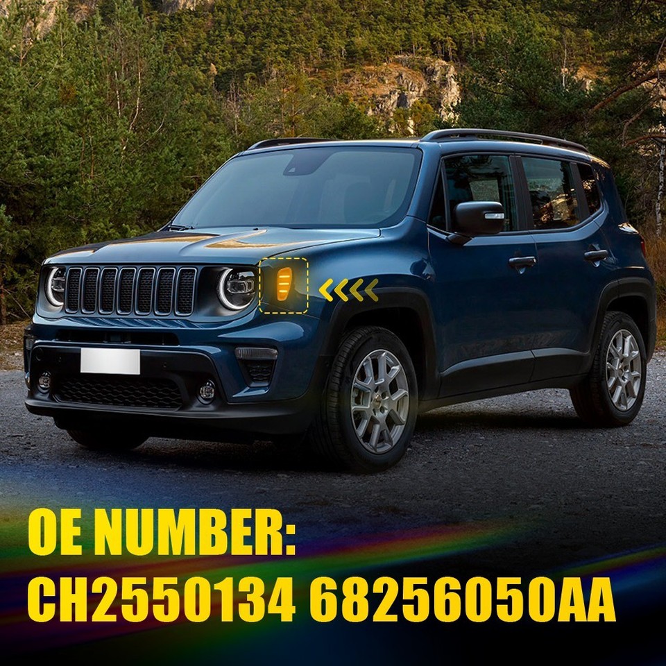 For 15-up Jeep Renegade Amber Lens LED Side Marker Lights Fender Lamps ...