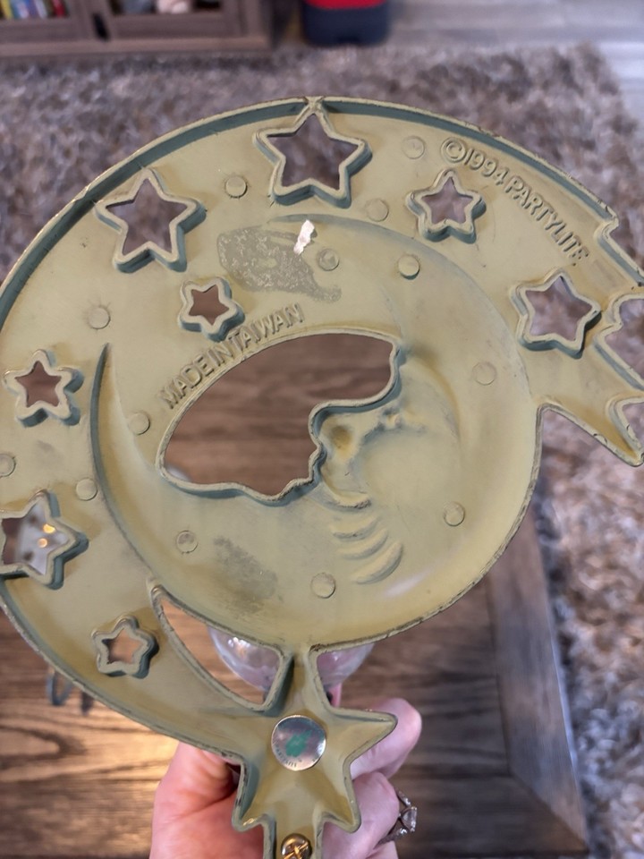 Vtg 1994 Party Lite Sun & Moon Metal Wall Hanging Candle Holders Green ...