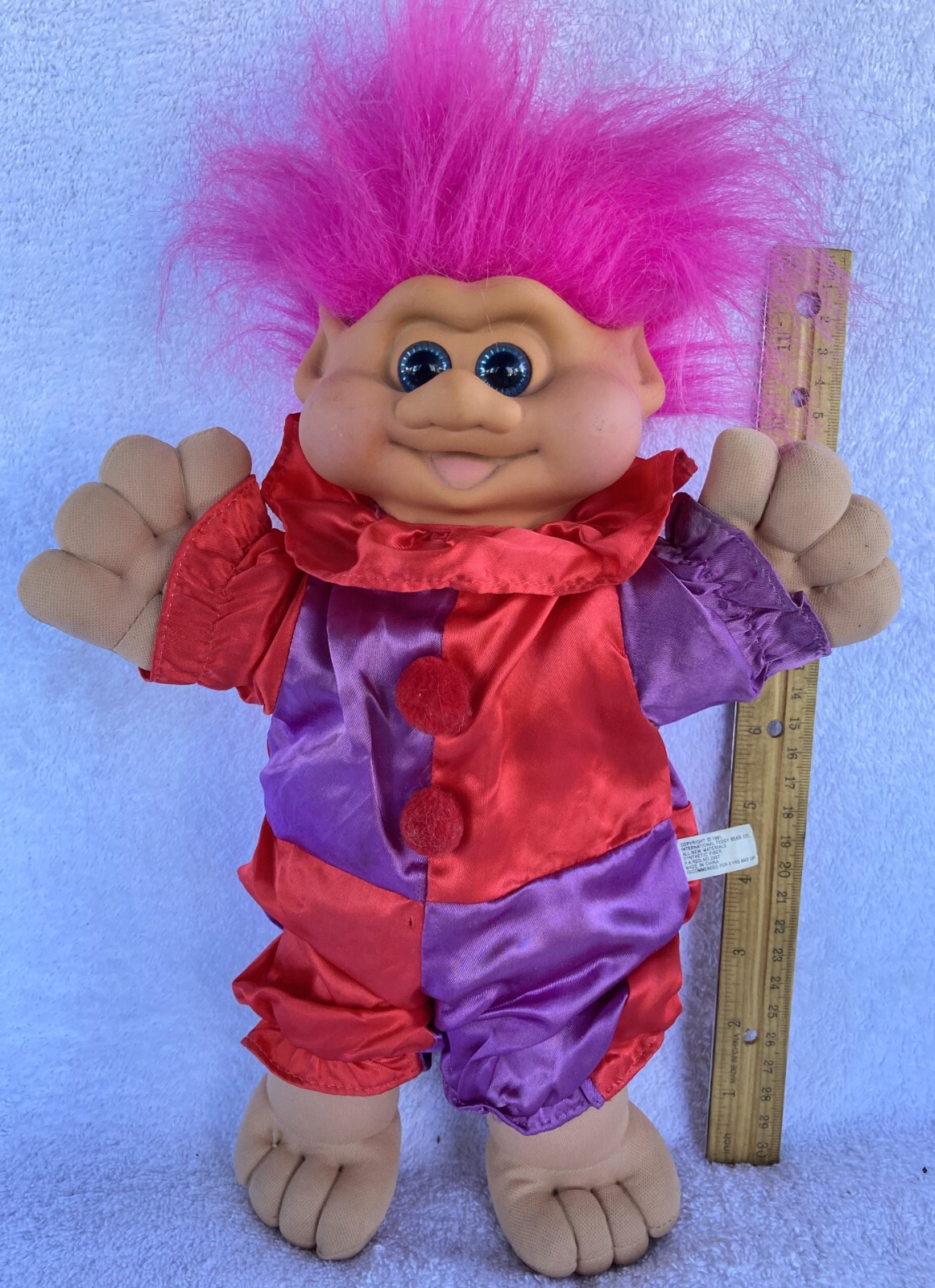 VINTAGE 1991 INTERNATIONAL TEDDY BEAR CO. CUTE TROLL IN CLOWN OUTFIT ...