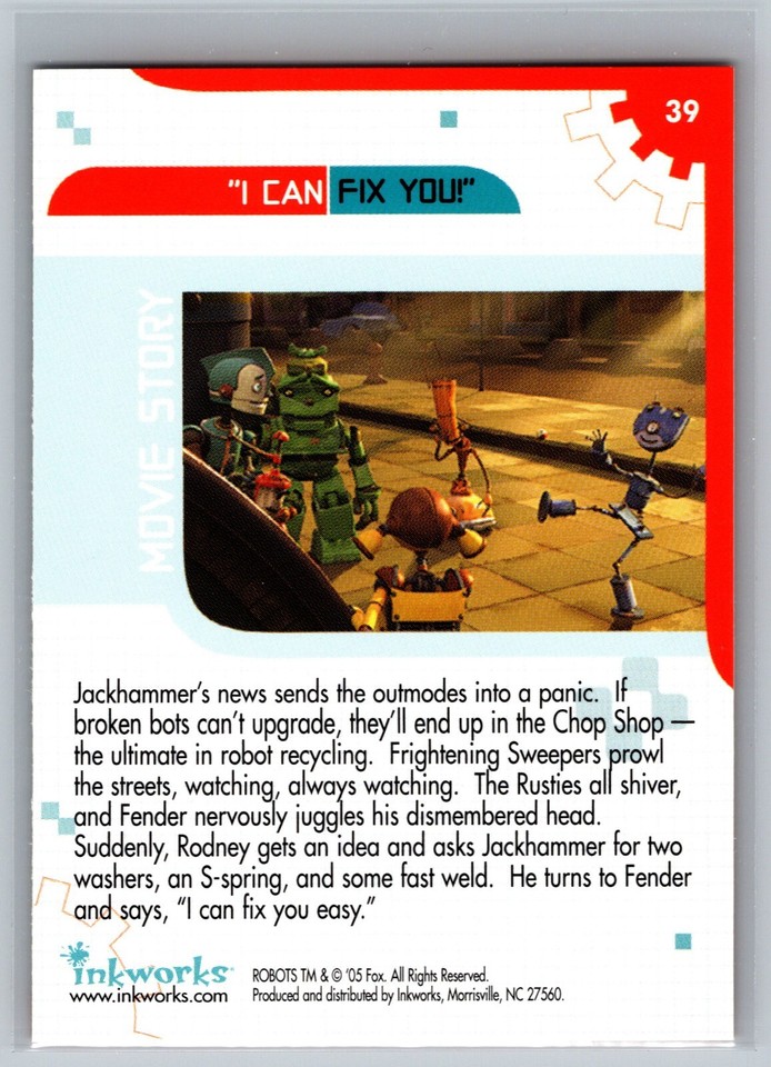 I Can Fix You 2005 Inkworks Robots the Movie #39 Trading Card Piper Lug ...