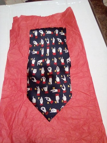Black & Red Sign Language Designer Neck Tie By Museum Artifacts 100% ...