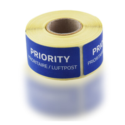 100er Rolle originale blaue Luftpost Priority Prioritaire Aufkleber ...