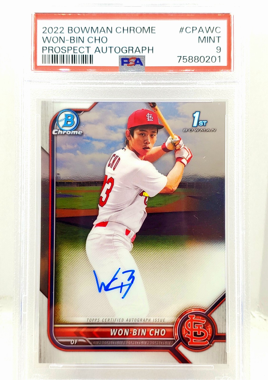 2022 Bowman Chrome 1st Won-Bin Cho Auto PSA MINT 9 Cardinals ROOKIE ...